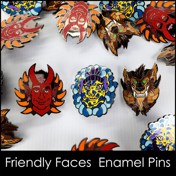 Friendly Faces Enamel Pins - SB Creative LLC